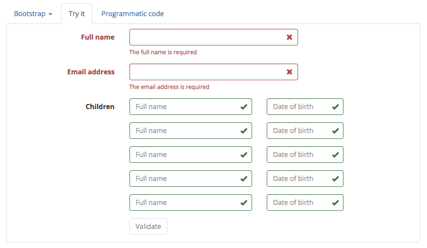Validating Array Of Inputs Formvalidation