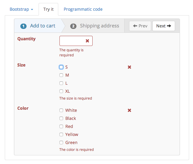 Playing with Fuel UX Wizard - FormValidation